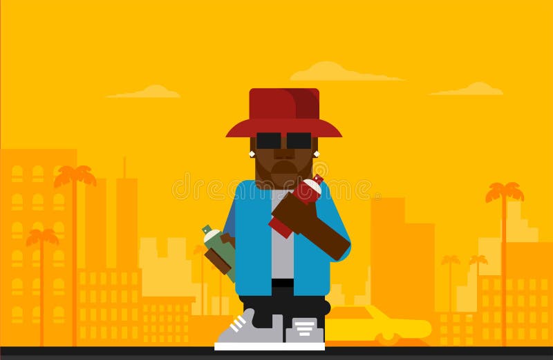 Colorful Rapper Flat Vector Stock Vector - Illustration of friend ...