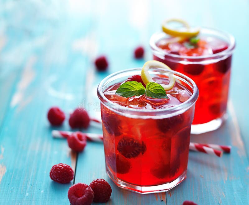 Colorful Raspberry Cocktail Drink Stock Photo - Image of glass, table ...