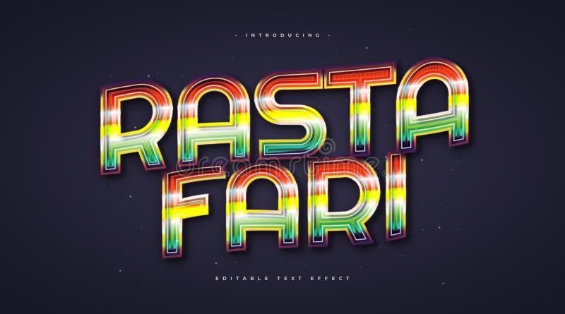 Colorful Rastafari Text Style with Glowing Effect Stock Vector ...