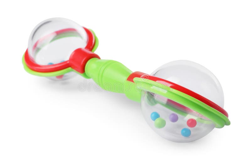 Colorful Rattle Isolated on White. Baby Accessory Stock Photo - Image ...