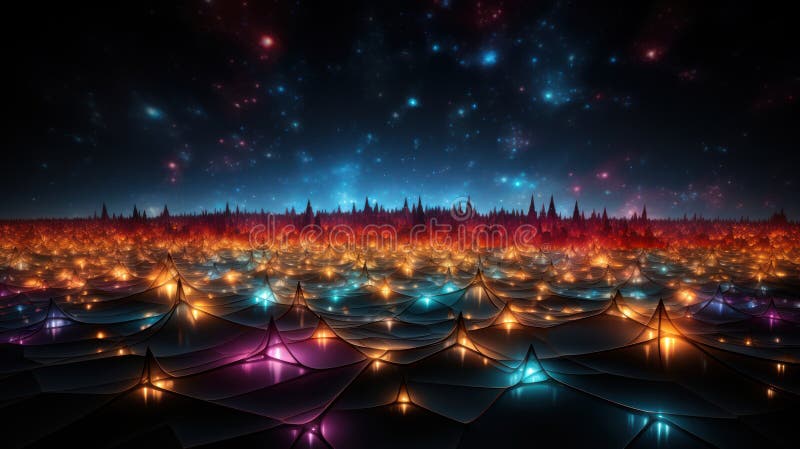 Colorful Rays Traveling through a Complex Virtual Network in a Digital ...
