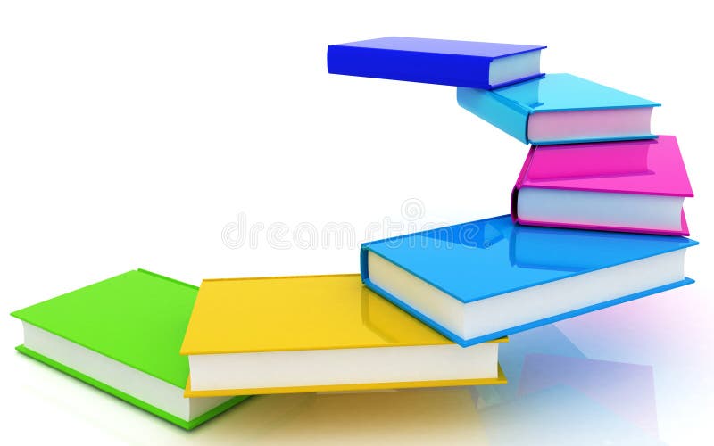 Colorful real books stock illustration. Illustration of collection ...