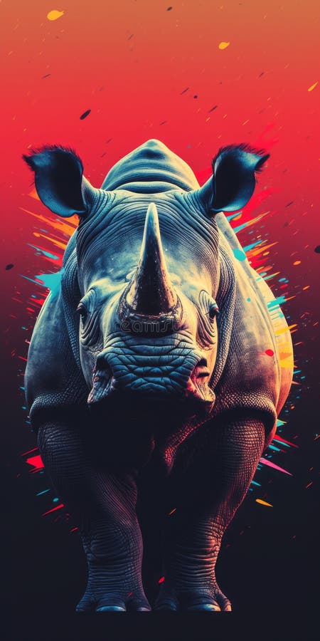 Colorful Realism: Abstract Rhino Wallpaper for Mobile Lock Screen Stock ...