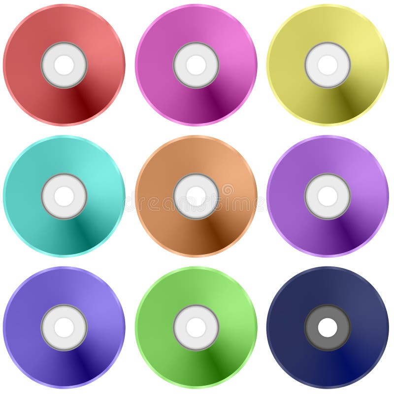Colorful Realistic Compact Disc Collection Stock Vector - Illustration ...