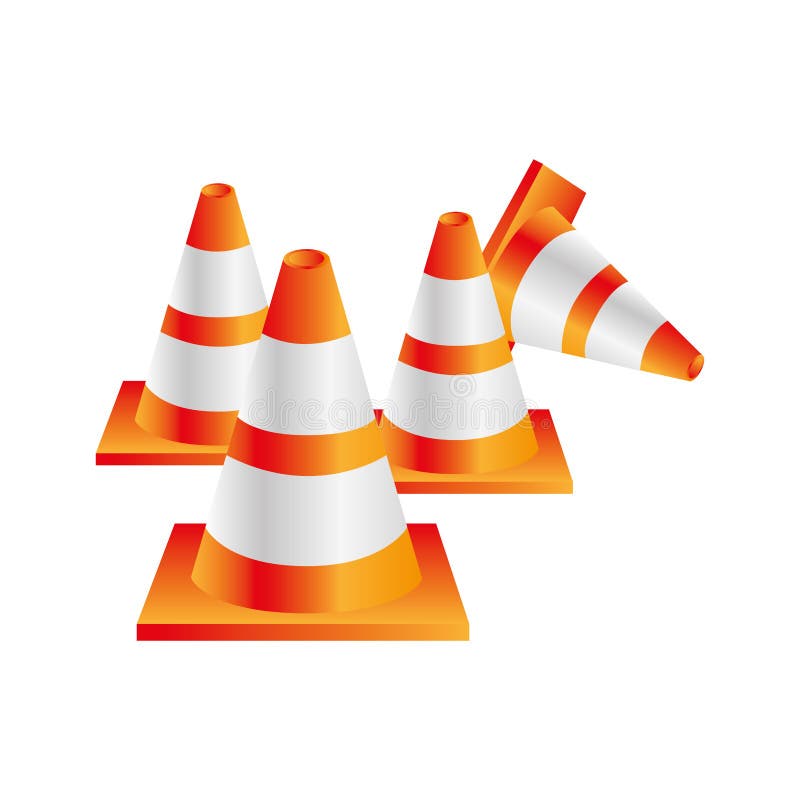 Colorful Realistic Striped Traffic Cone Set Stock Illustration ...