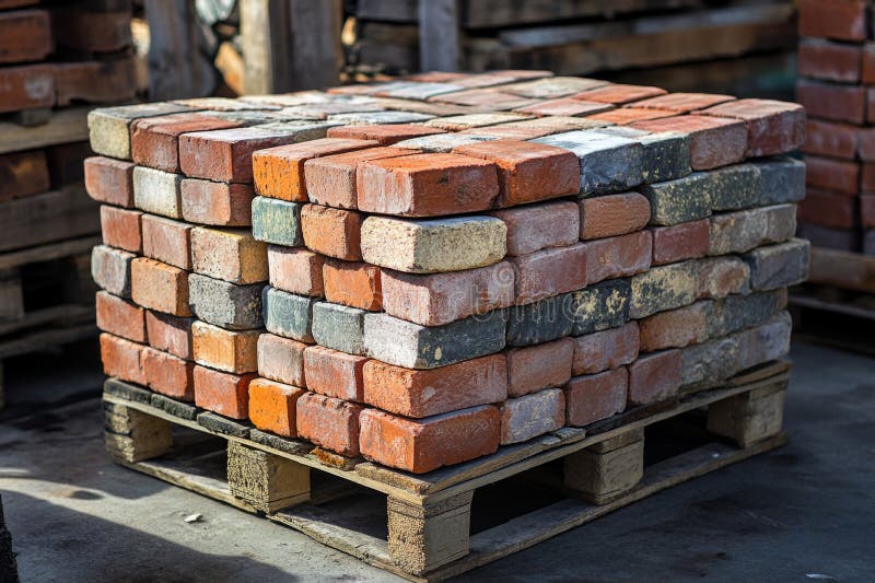 Colorful Reclaimed Bricks Stacked and Ready for Reuse in Construction ...