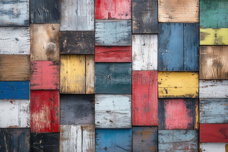 Colorful Reclaimed Wood Wall Art Rustic Texture Design Stock ...