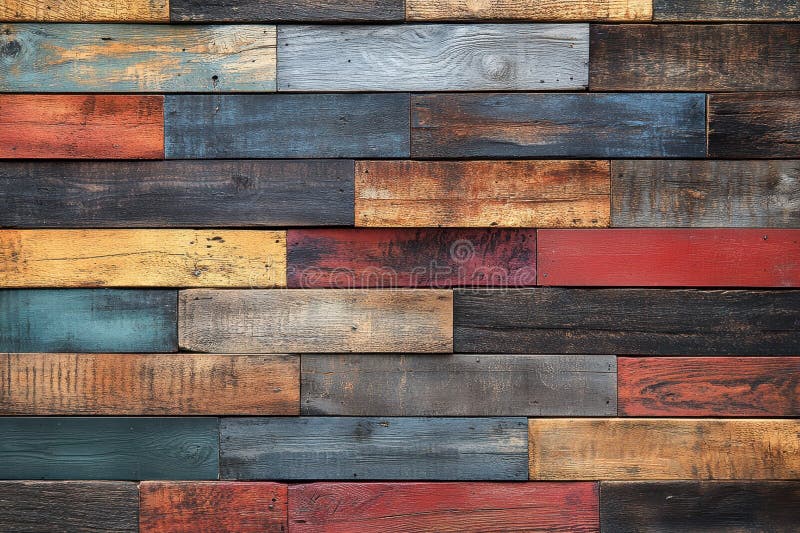 Colorful Reclaimed Wood Wall Planks Rustic Texture Background Stock ...