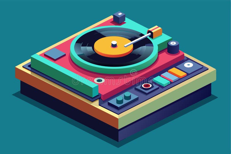 A Colorful Record Player Design Features Various Buttons and a Stylus ...