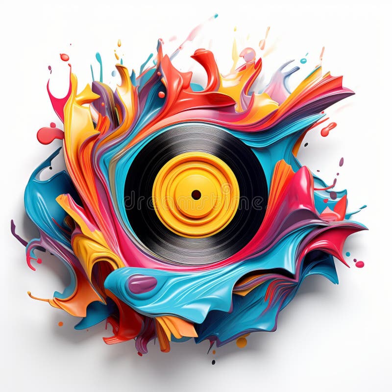 Eye-catching Colorful Splashy Vinyl Record Illustration Stock ...