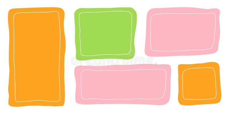 Colorful Rectangle Doodle Shape Collection. Hand Drawn Quote Frame Set ...