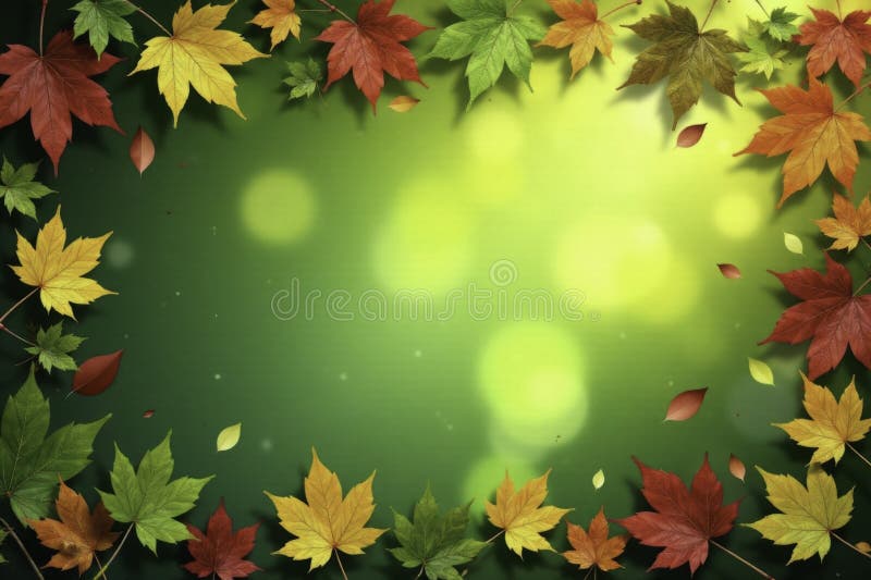 Colorful Rectangle Filled with Falling Leaves, Green, Leaves Stock ...