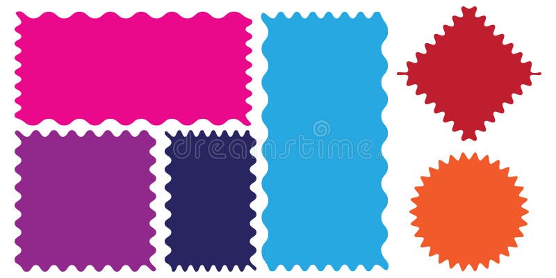 Colorful Rectangle Frames with Wiggly Borders and Zigzag Edges. Wiggly ...