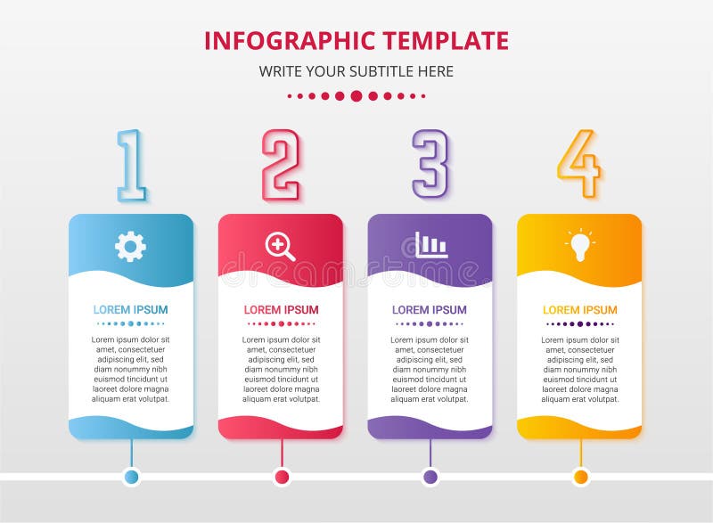 Colorful Rectangle Infographic Steps Template with Four Options Stock ...