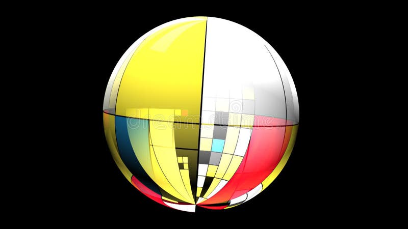Colorful Rectangles Mondrian Style Rotating on Sphere Stock Video ...