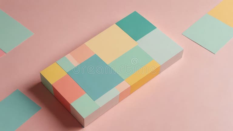 Colorful Rectangular Blocks Arranged in a Grid Pattern on a Pastel ...