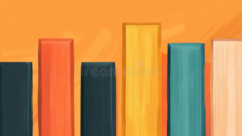 Colorful Rectangular Blocks Line Up Against a Vibrant Orange Backdrop ...