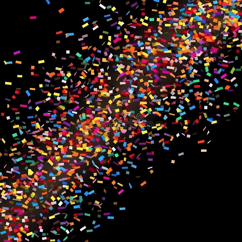 Colorful Rectangular Confetti on a Dark Background. New Year S Fun and ...