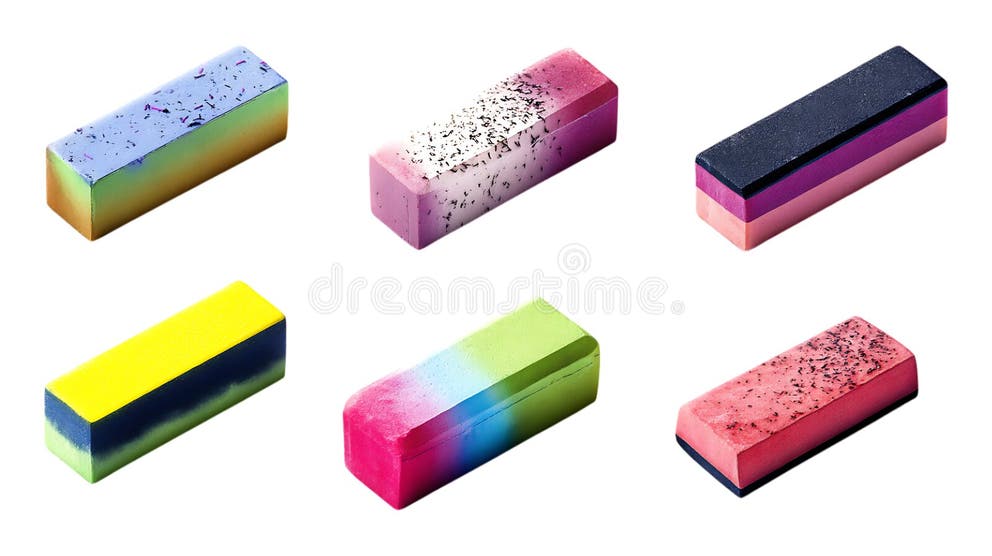 Colorful Rectangular Erasers on Transparent Background Stock ...