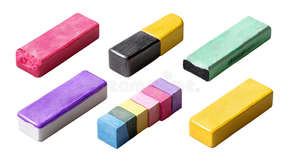 Colorful Rectangular Erasers on Transparent Background Stock ...