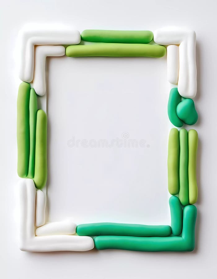 Colorful Rectangular Frame Made from Green and White Abstract Materials ...