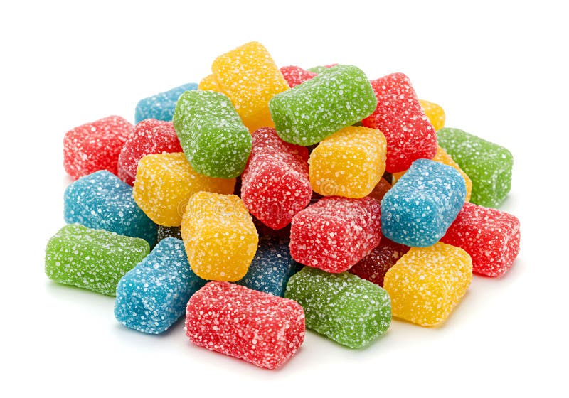 Colorful Rectangular Gummy Candies Pile Up on White Background Stock ...