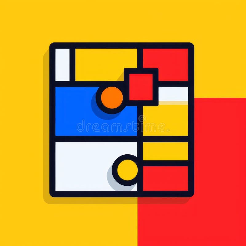 Colorful Rectangular Icon in Postmodern Abstraction Style Stock ...