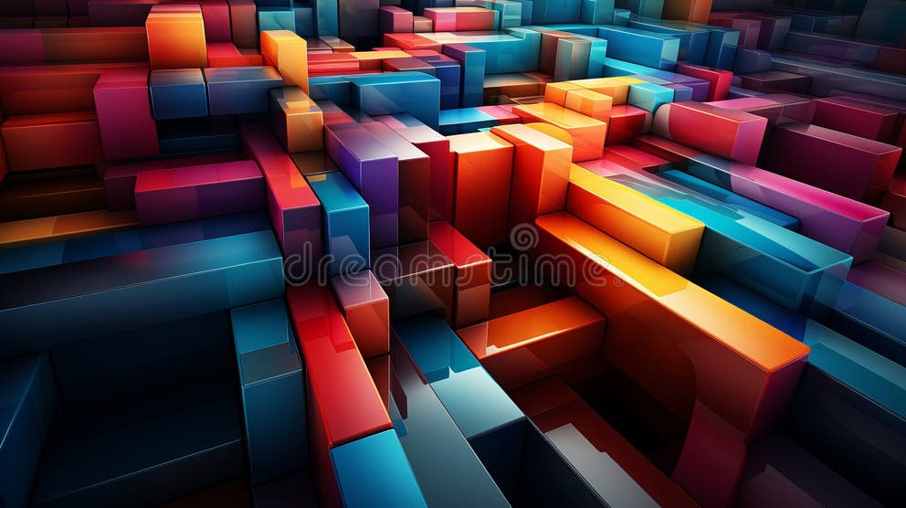 A Colorful Rectangular Objects Stacked Together Stock Illustration ...