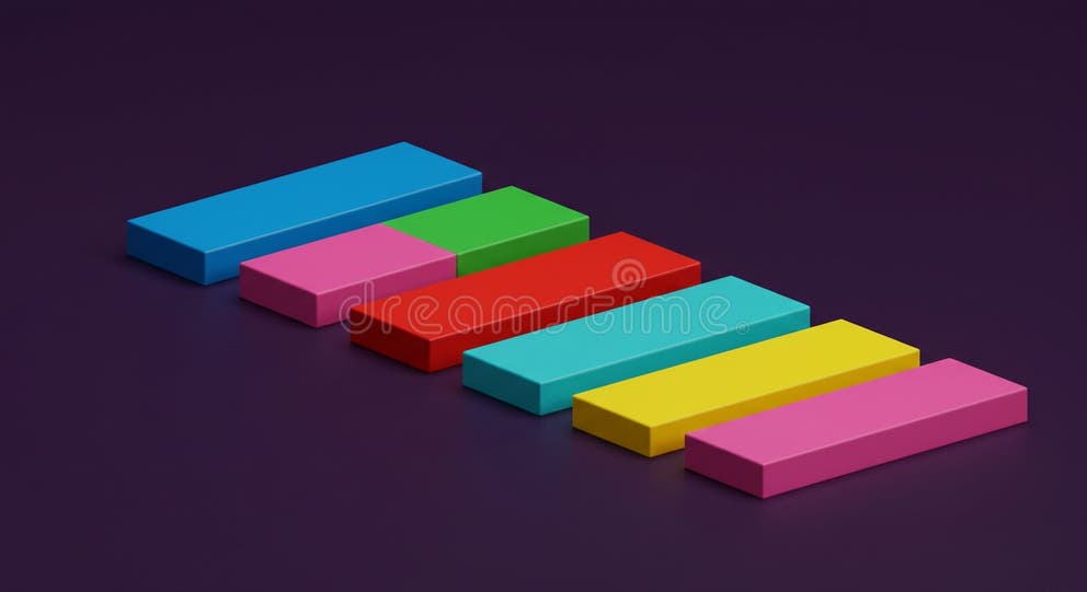 Colorful Rectangular Prisms Arranged in a Descending Staircase Pattern ...