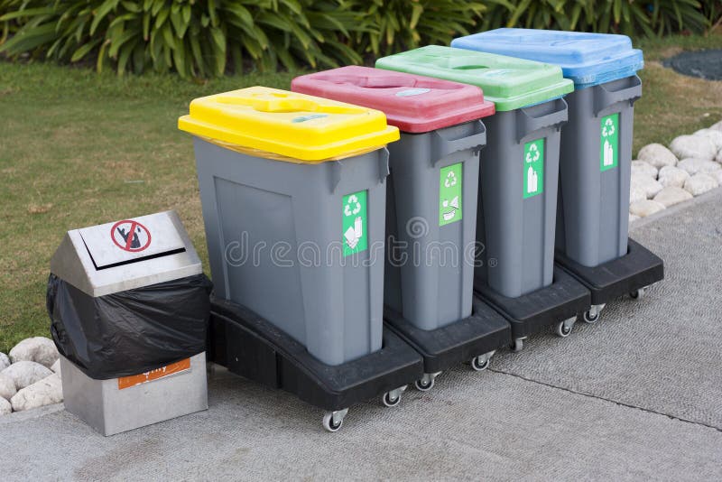 Colorful Recycle Bins for Different Types of Waste Stock Photo - Image ...