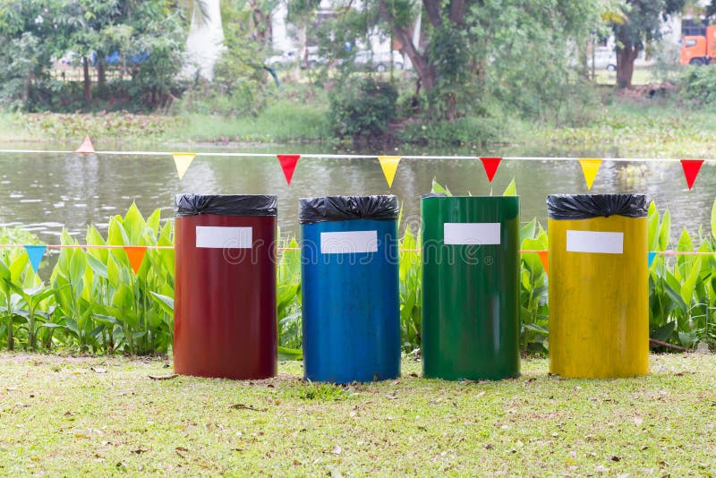 Colorful of recycle bins stock photo. Image of dump, waste - 57767838