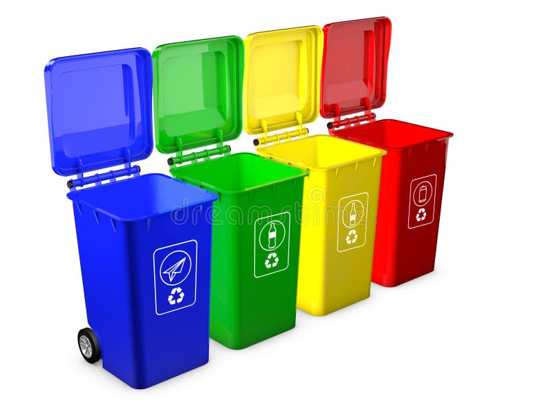 Colorful Recycle Bins Isolated Stock Illustration - Illustration of ...