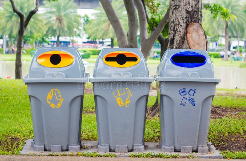 Colorful Recycle Bins in the Park Stock Photo - Image of ecology ...