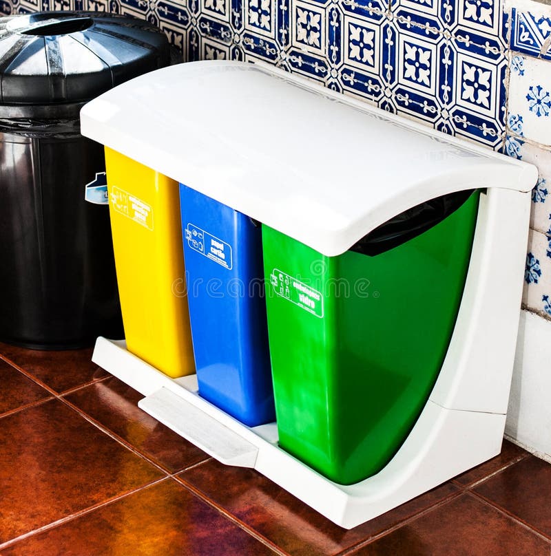 Recycle Bins for Waste Segregation Stock Image - Image of conserve ...