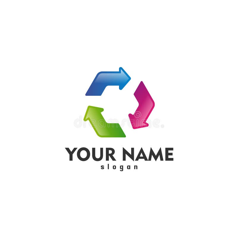 Colorful Recycle Arrow Logo Inspirations Stock Vector - Illustration of ...