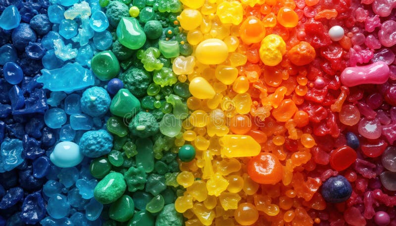 Colorful Recycled Plastic Materials Form Vibrant Rainbow Display ...