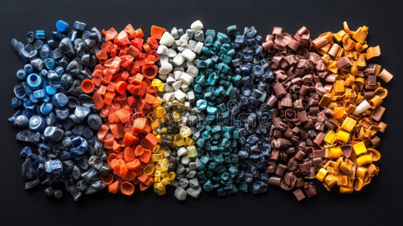 Colorful Recycled Plastic Pellets on Dark Background Stock Illustration ...