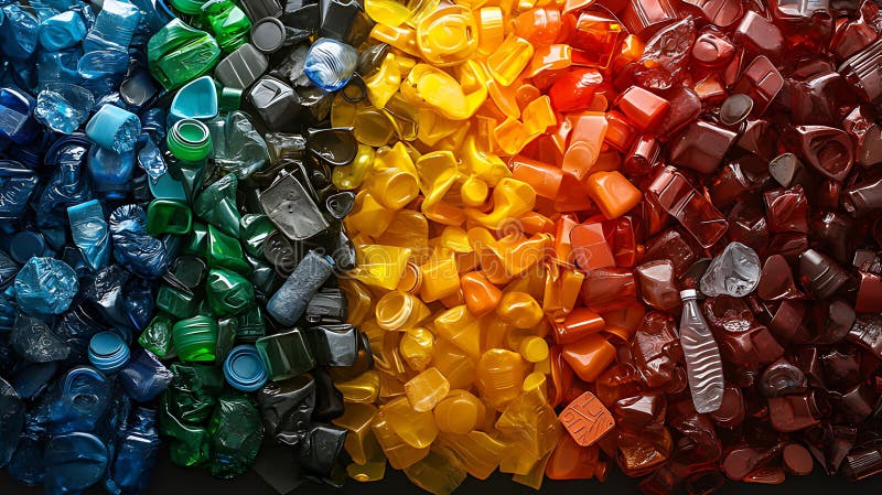 Colorful Recycled Plastic Waste Arranged by Color Stock Illustration ...