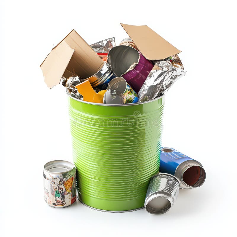 Colorful Recycling Bin with Mixed Trash Stock Photo - Image of garbage ...