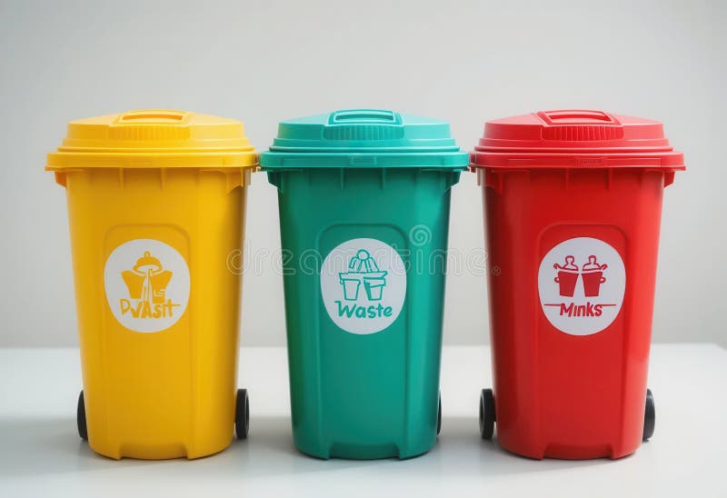 Colorful Recycling Bins Displayed in a Modern Setting Stock ...