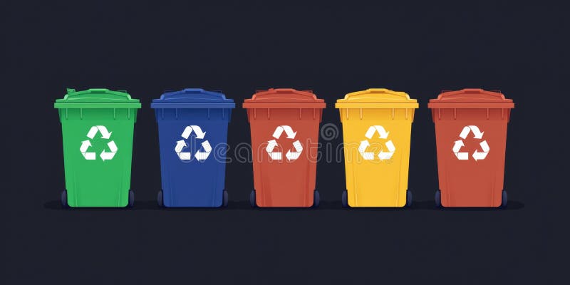 Colorful Recycling Bins stock photo. Image of home, lids - 387660134