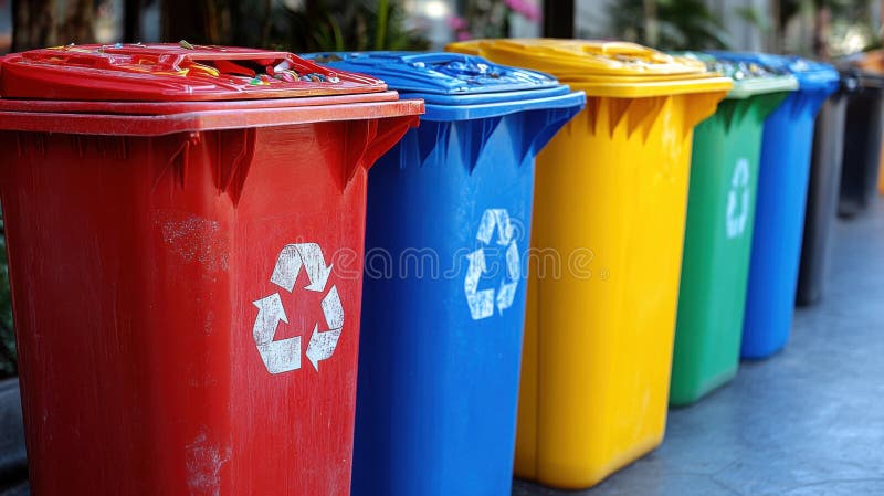 Colorful Recycling Bins stock illustration. Illustration of rubbish ...