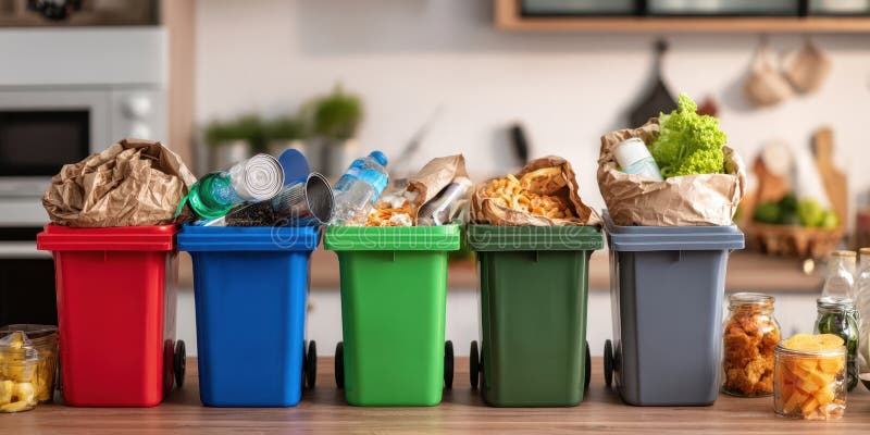 Waste Separation and Recycling, Man Throwing Out Paper Cup into Bin ...