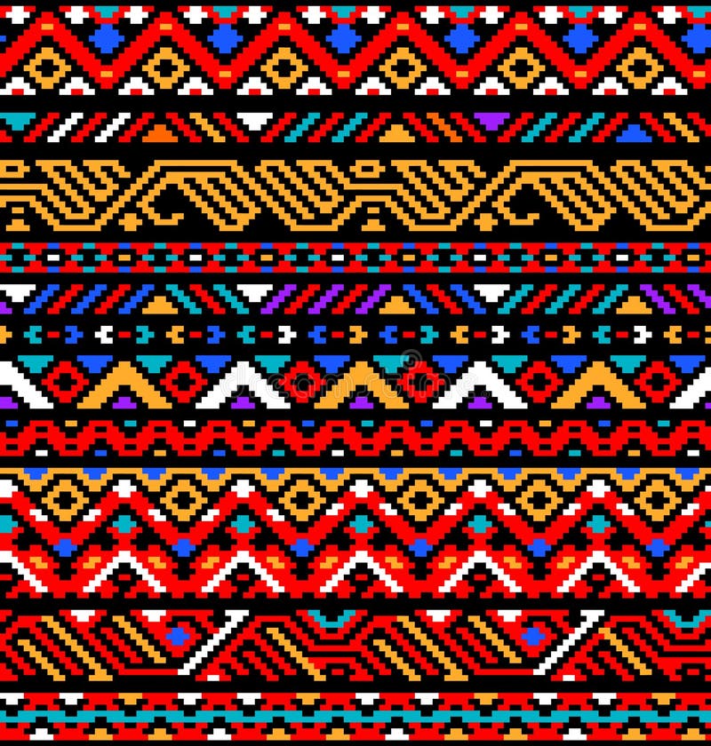 Colorful Ethnic Geometric Aztec Seamless Borders Set, Vector Stock ...