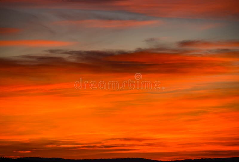 Colorful Red and Orange Clouds in the Sky Right after Sunset Stock ...
