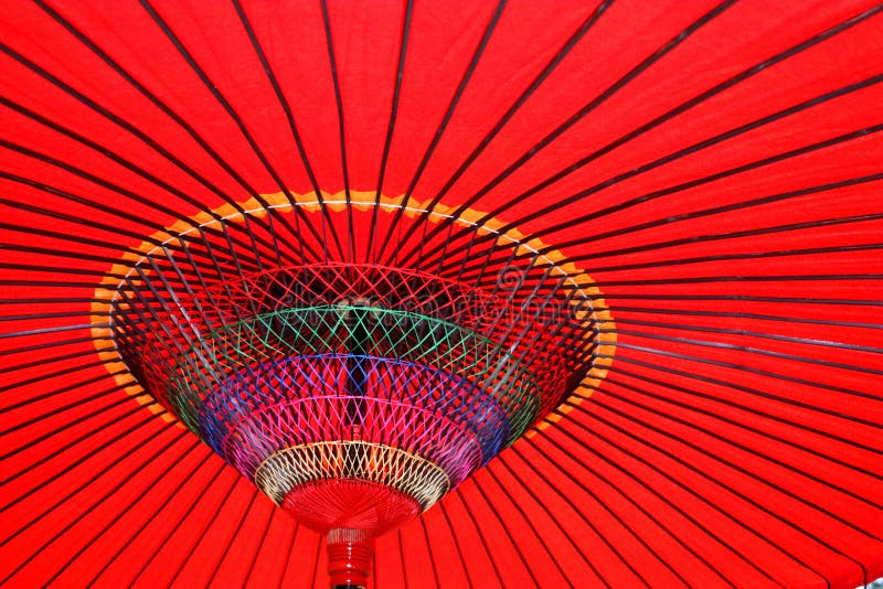 Red Parasol in Japanese Garden Stock Image - Image of decoration, japan ...