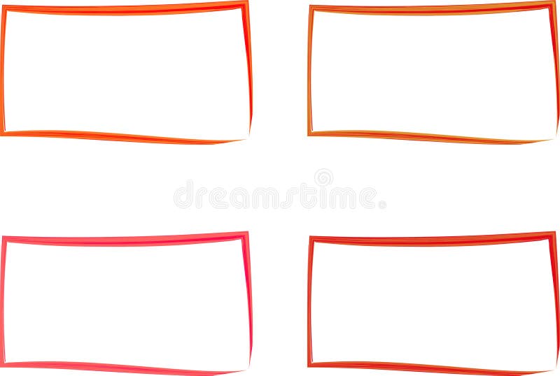 Colorful Red Pink Abstract Curved Rectangle Set Stock Illustration ...