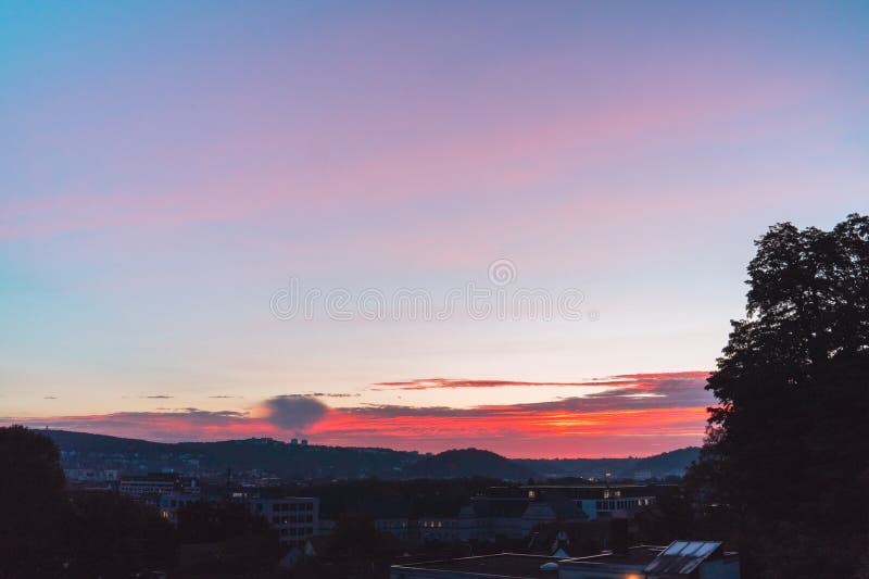 Colorful Red and Purple Sunrise in the Morning Stock Image - Image of ...