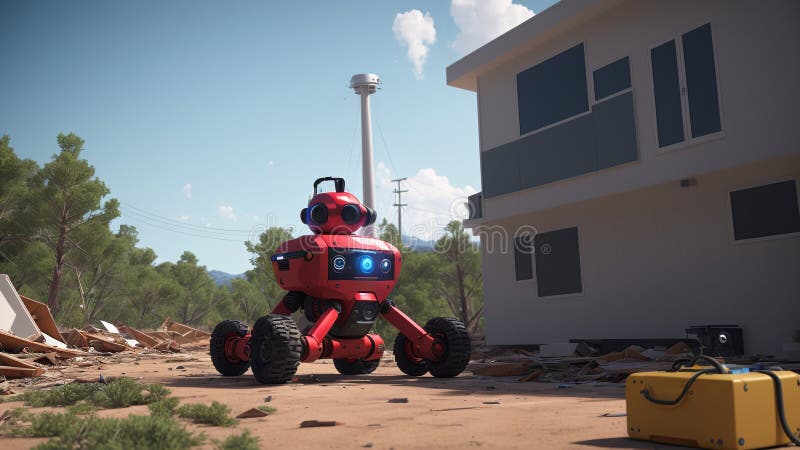 A Colorful Red Robot Sitting on Top of a Red Vehicle AI Generative ...