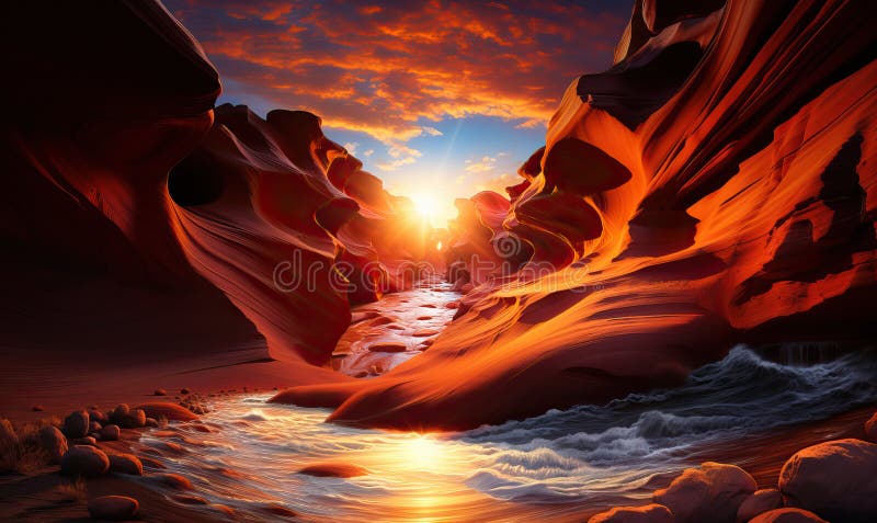 Colorful Red Rocks of a Gorge in Arizona. Stock Illustration ...